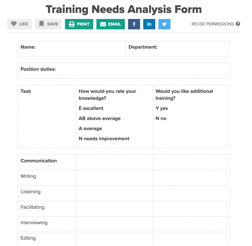 5 Training Needs Analysis Templates (Excel, Word, and PDF) - Cognota